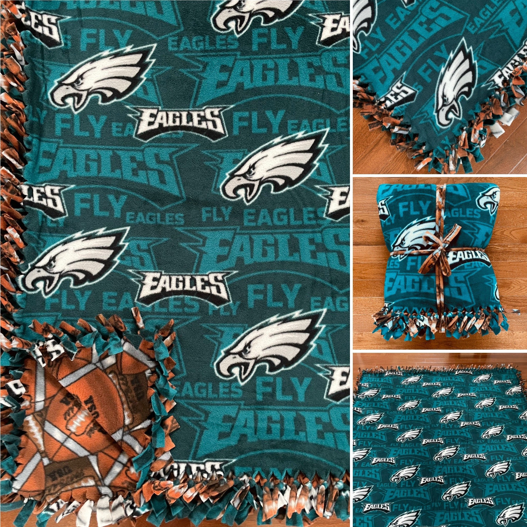 LARGE Philadelphia EAGLES NFL Fleece Tie Blanket 55x65 | Etsy