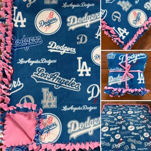 LARGE LA DODGERS Handmade Fleece Tie Mlb Blanket | 55x65 | Los Angeles ...
