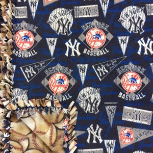 LARGE NY YANKEES Handmade Fleece Tie Mlb Blanket | 55x65 | New York ...