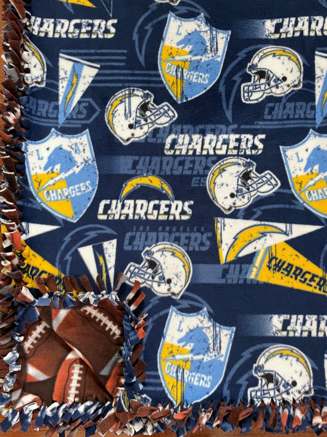 LARGE LA Chargers NFL Handmade Fleece Tie Blanket | 55x65 | Los Angeles ...