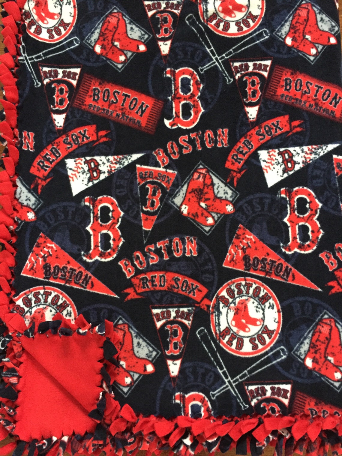 LARGE Boston RED SOX Handmade Fleece Tie Mlb Blanket 55x65 | Etsy