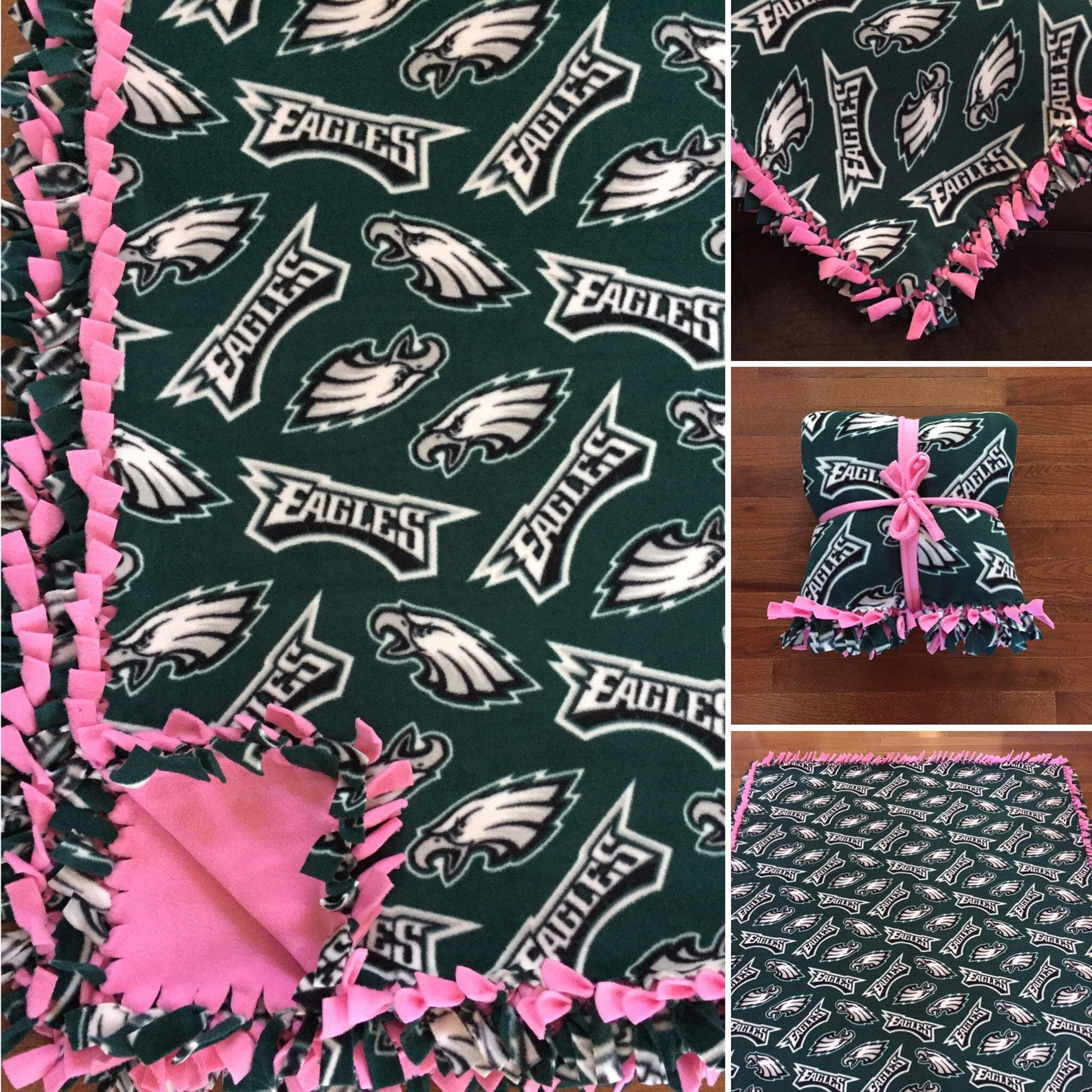 LARGE Philadelphia EAGLES NFL Fleece Tie Blanket 55x65 | Etsy
