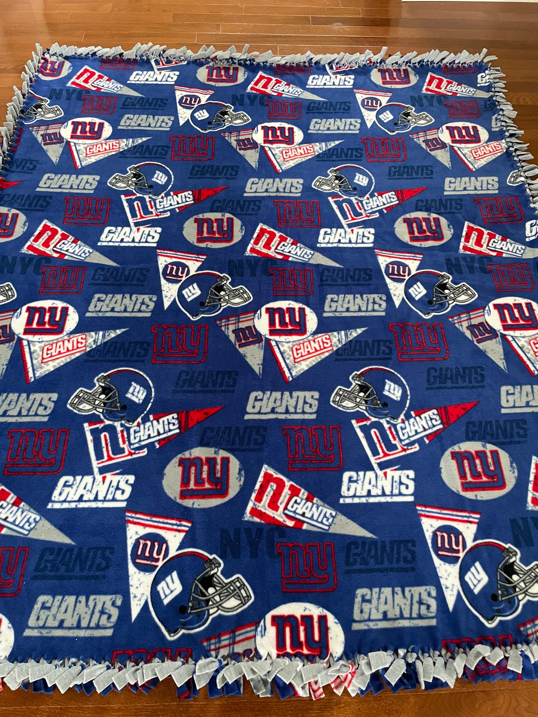LARGE NY Giants NFL Handmade Fleece Tie Blanket 55x65 New | Etsy