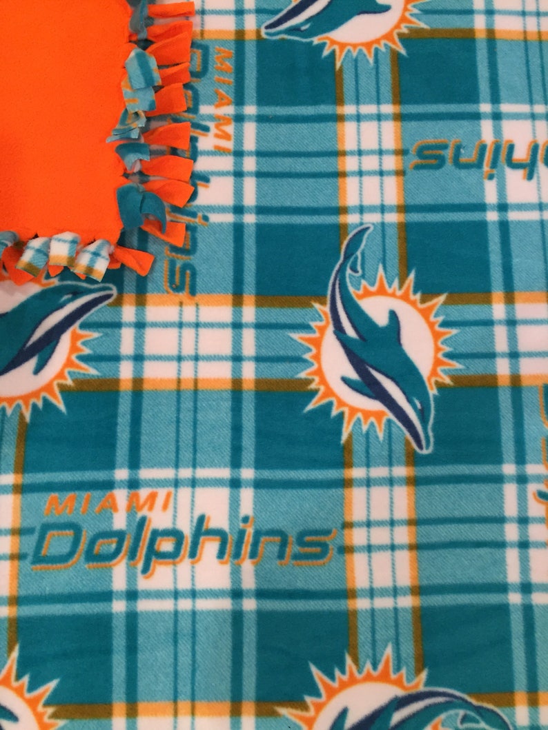 LARGE DOLPHINS NFL Handmade Fleece Tie Blanket | 55x65 | Miami Dolphins ...