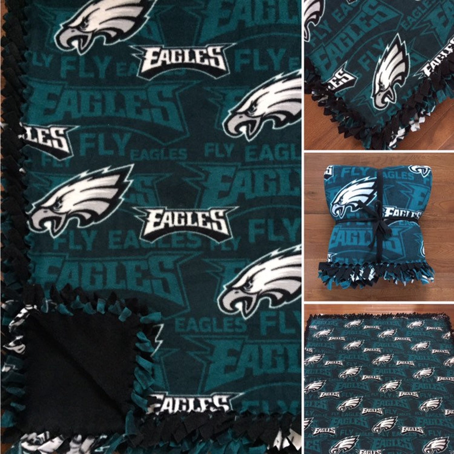 LARGE Philadelphia EAGLES NFL Fleece Tie Blanket 55x65 | Etsy