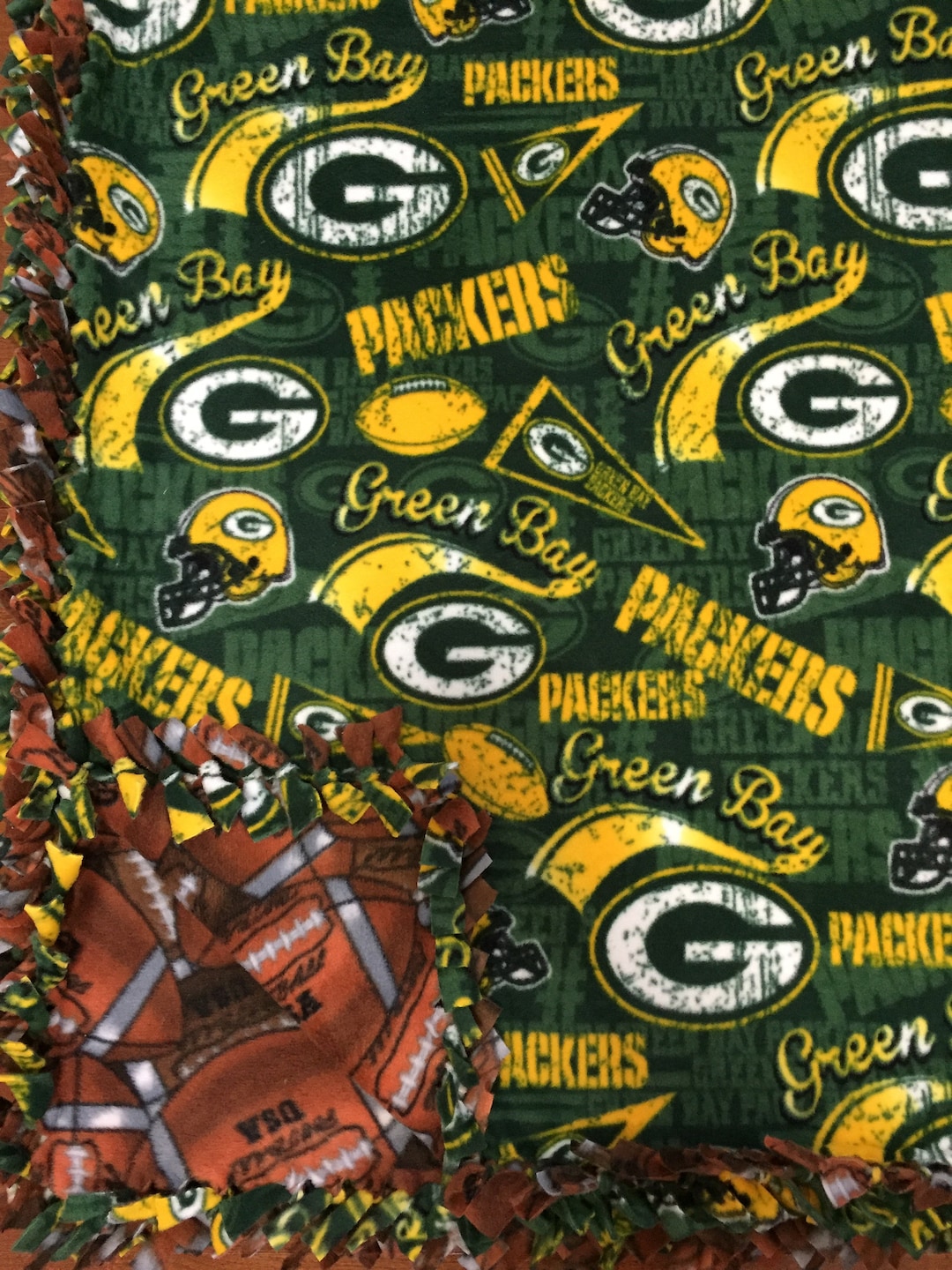 LARGE Green Bay Packers NFL Handmade Fleece Tie Blanket | 55x65 | Green ...