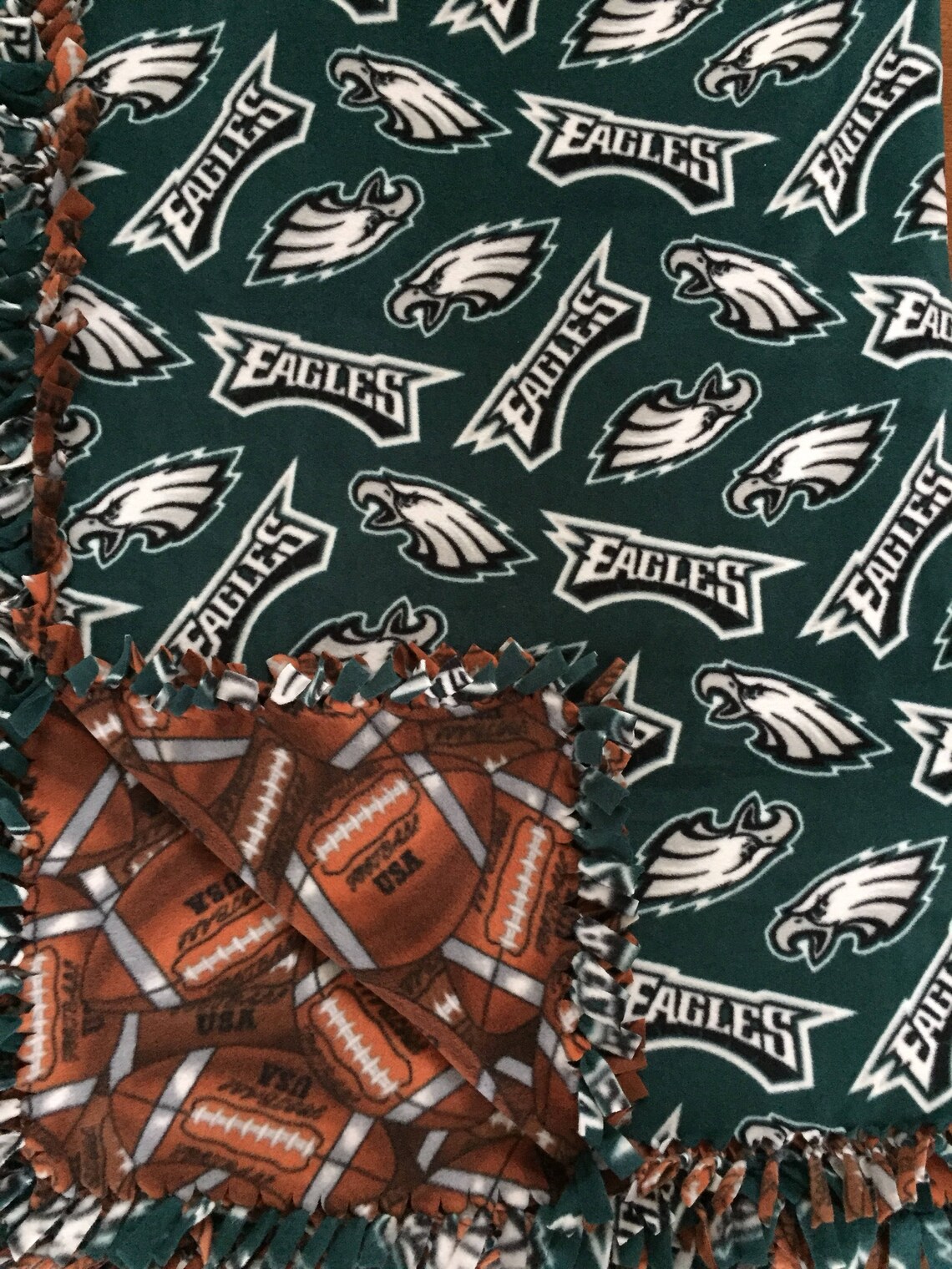 LARGE Philadelphia EAGLES NFL Fleece Tie Blanket 55x65 | Etsy
