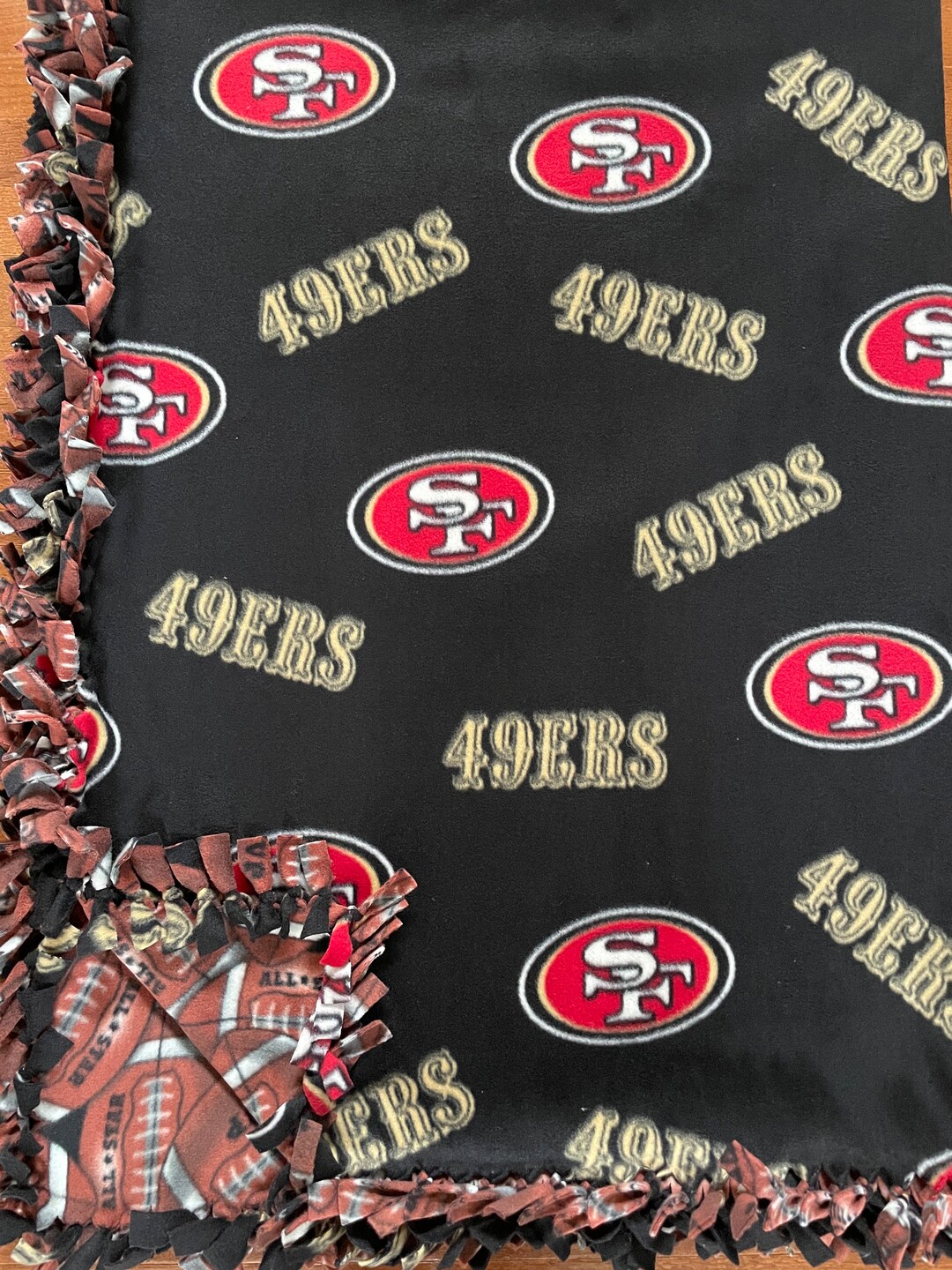 LARGE 49ers NFL Handmade Fleece Tie Blanket 55x65 San Francisco 49ers ...