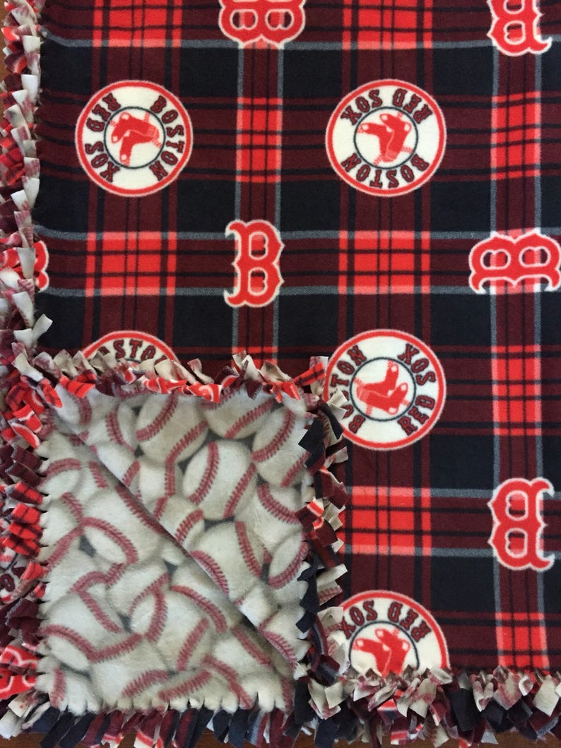 LARGE Boston RED SOX Handmade Fleece Tie Mlb Blanket 55x65 | Etsy