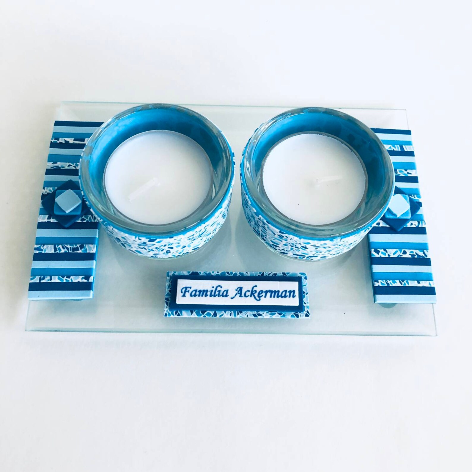 Shabbat Tea Light Candle Holder,matchbox and Tray, Handmade, Judaica ...
