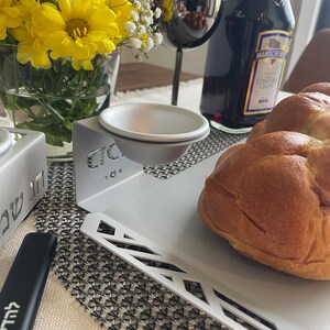 Concrete Color Stainless Steel Challah Board With Salt Shaker Stand ...