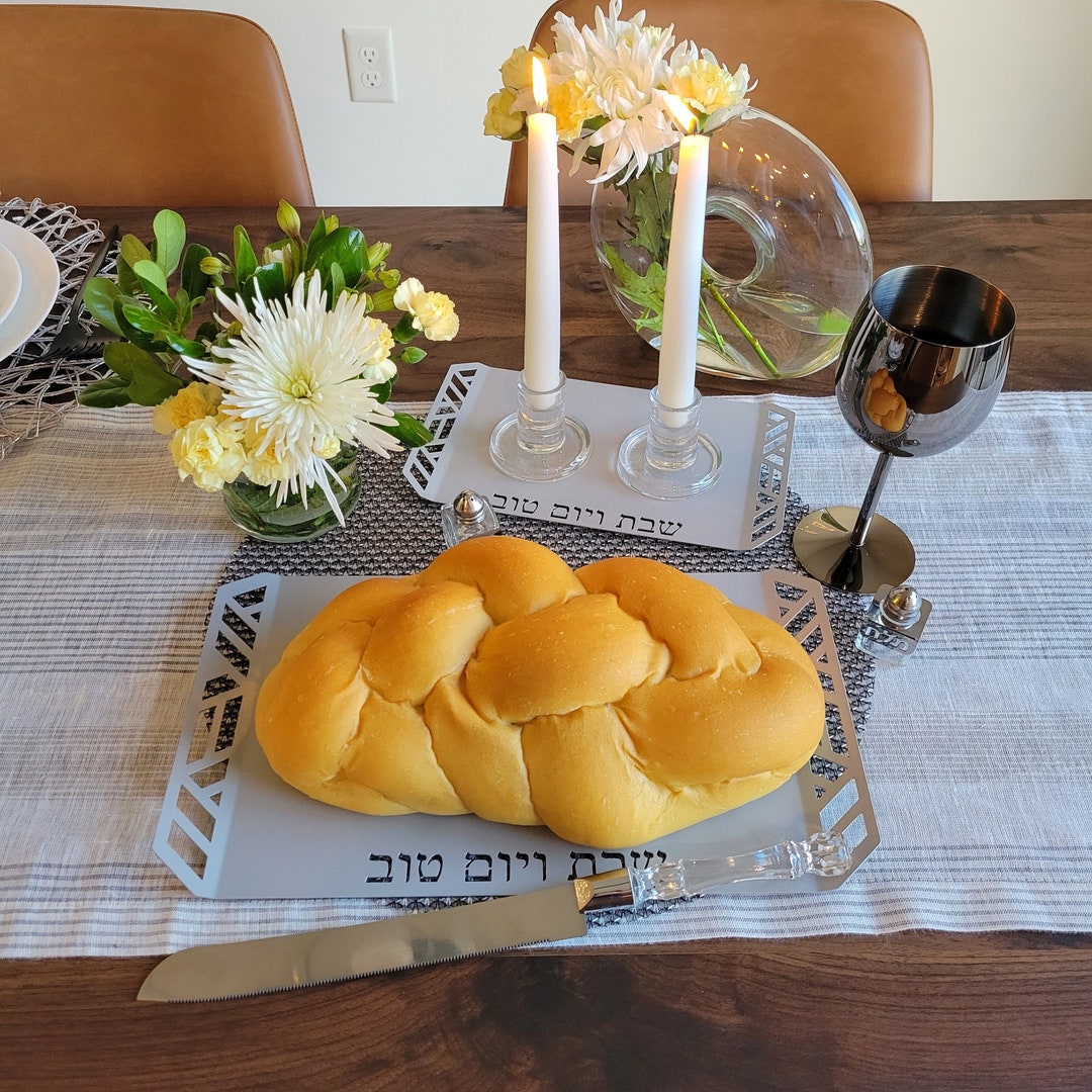 Concrete Color Stainless Steel Challah Board With Salt Shaker Stand ...