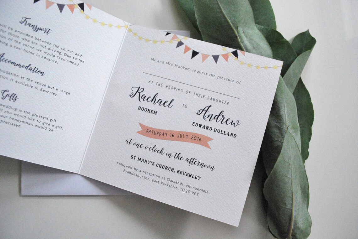 Tipi Wedding Invitation | Hand-drawn | Pretty | Boho | Bunting ...