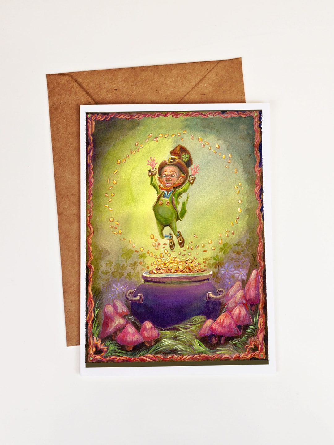 Leprechaun Greeting Card. Lucky Leprechaun Art. St Patrick's Day ...
