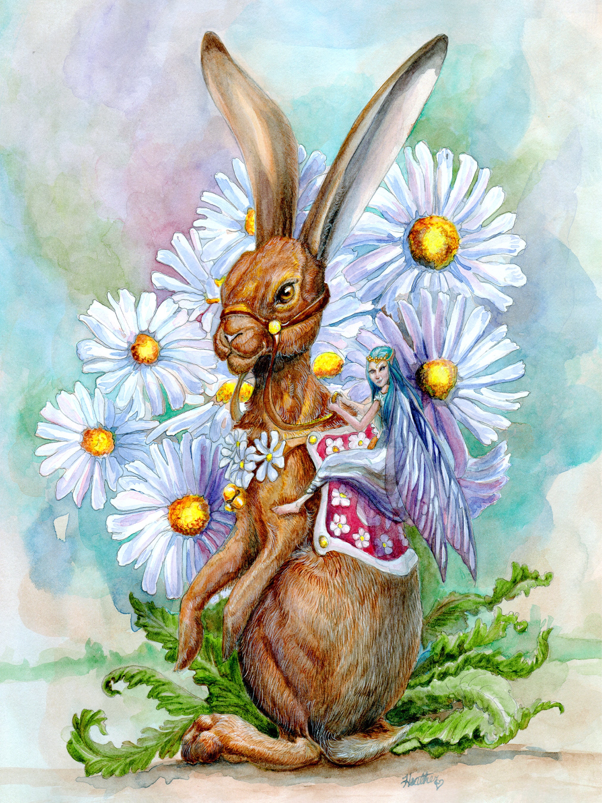 Fantasy Art Print. Daisy Bunny Rider. Mother's Day Gift. - Etsy