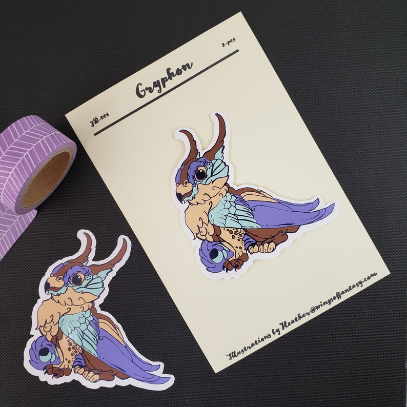 Kawaii-baby Gryphon Die Cut Sticker-griffin-fantasy Creature-fantasy ...