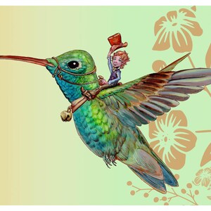 Fairy and Hummingbird Greeting Card. Hats Off. Fairycore Blank ...