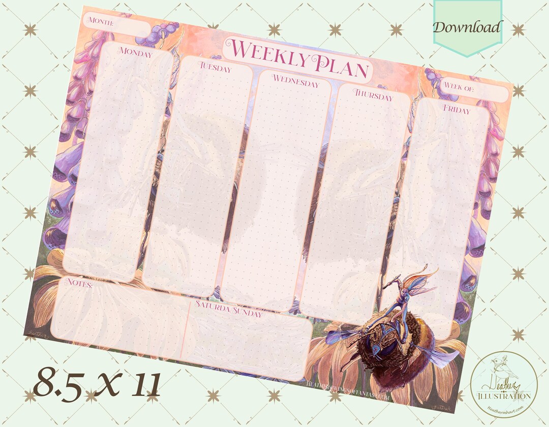 Fairy & Bumblebee Planner | Flower Fairy Garden Planning Page | Weekly ...