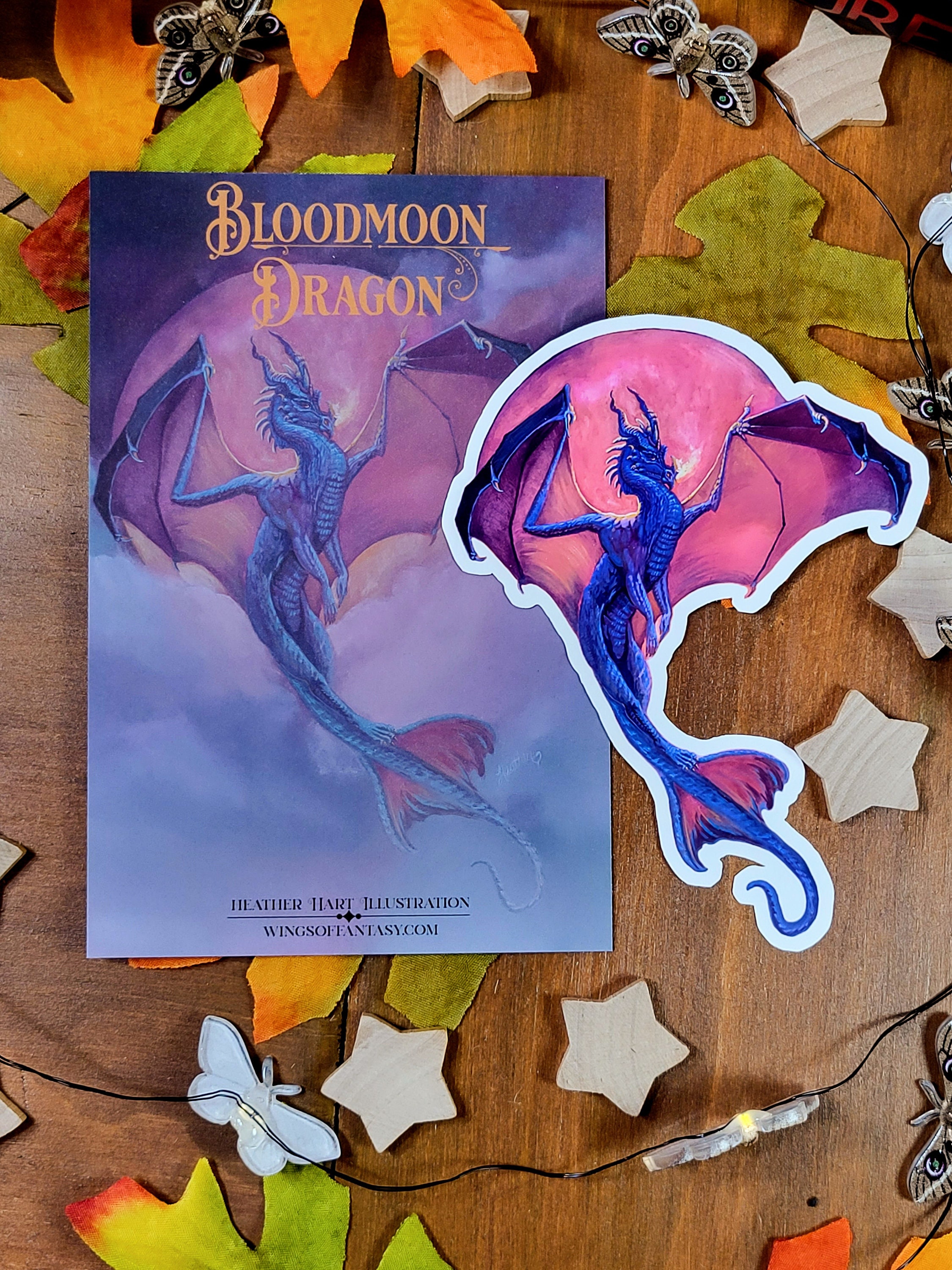 Dragon Die Cut Sticker. Blood Moon. Dragon Art. Fantasy - Etsy
