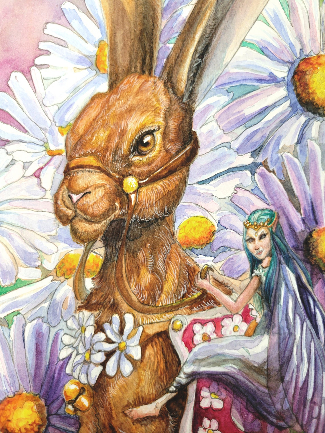 Fantasy Art Print. Daisy Bunny Rider. Mother's Day Gift. - Etsy