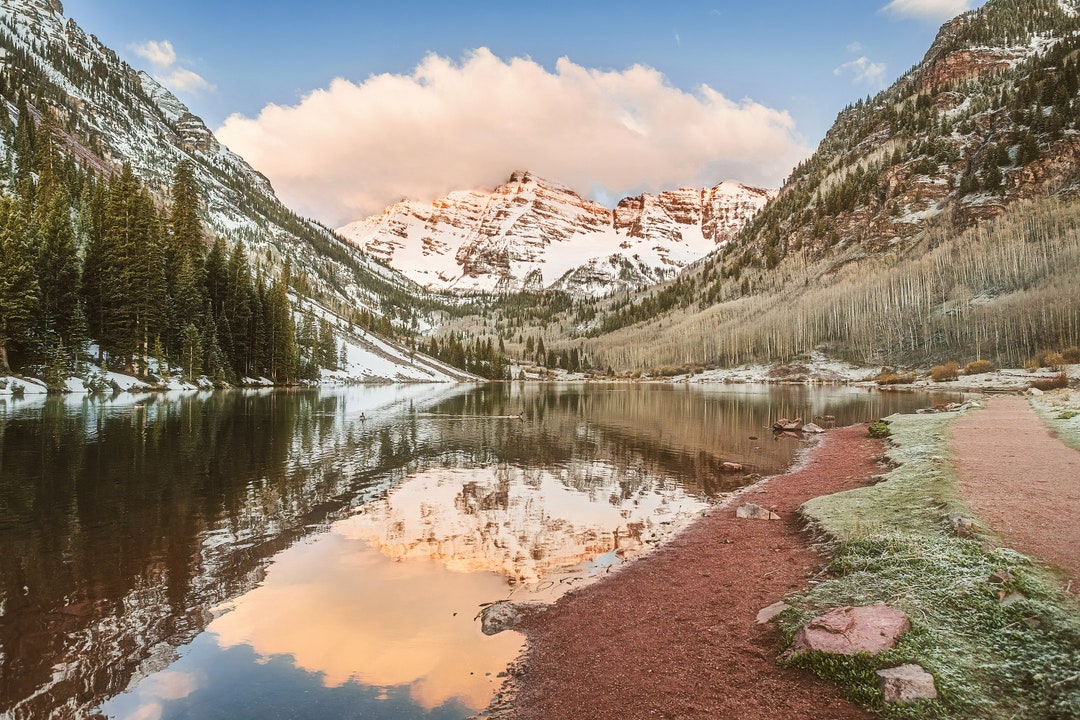 Mountain Sunrise, Water Reflection Art, Rocky Mountains, Maroon Bells ...