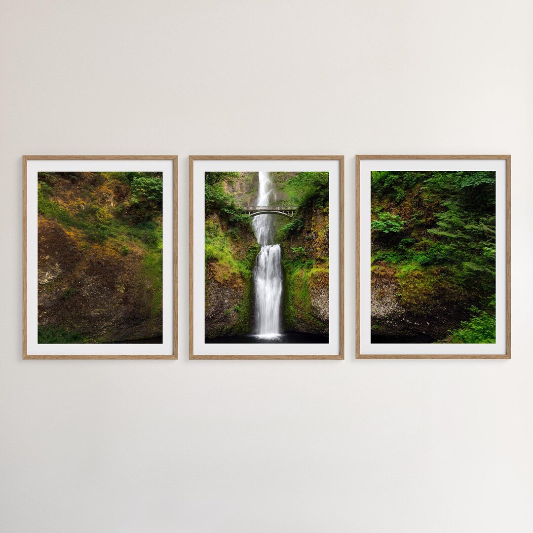 Multnomah Falls Photo - Set of 3 Wall Art Print - Oregon - Columbia ...