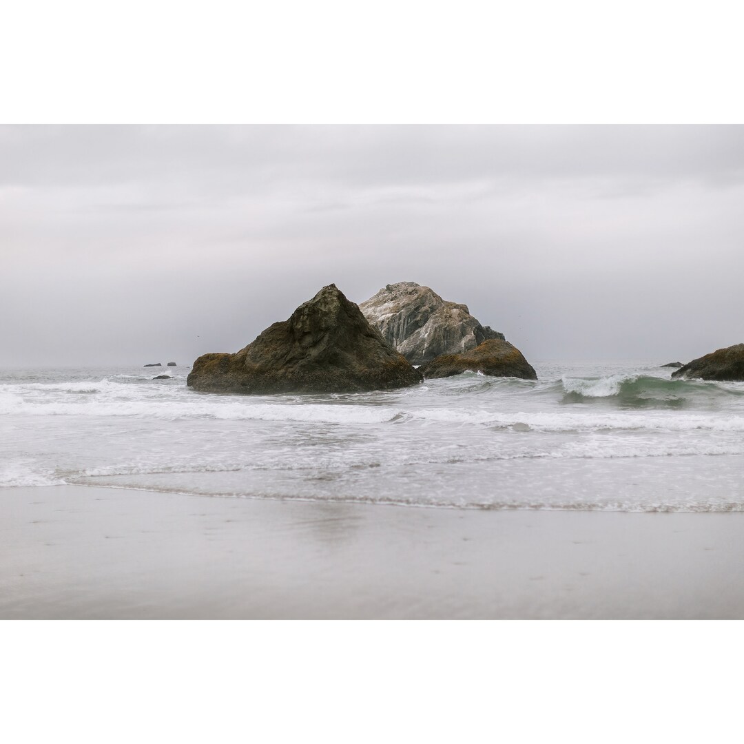 Neutral Coastal Living Room Wall Art Large Beach Ocean Waves Canvas ...