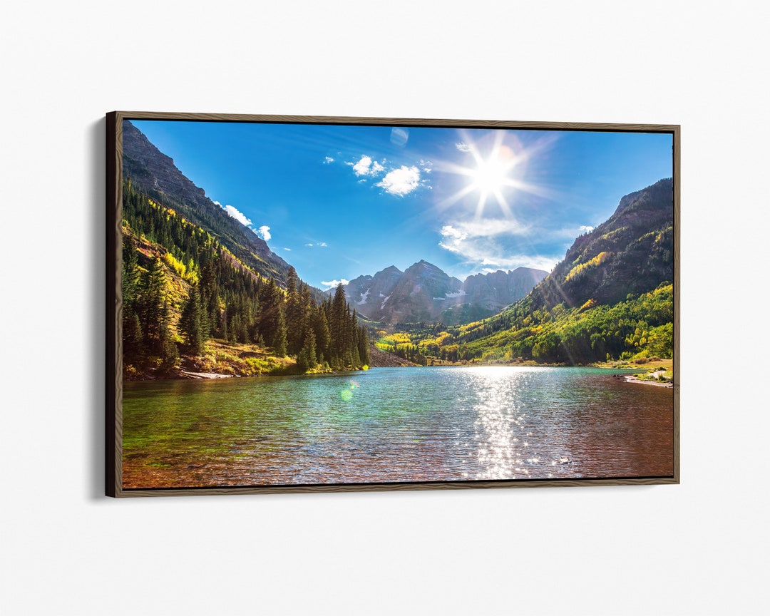 Maroon Bells Framed Canvas Art: Aspen Colorado Mountain Lake - Etsy