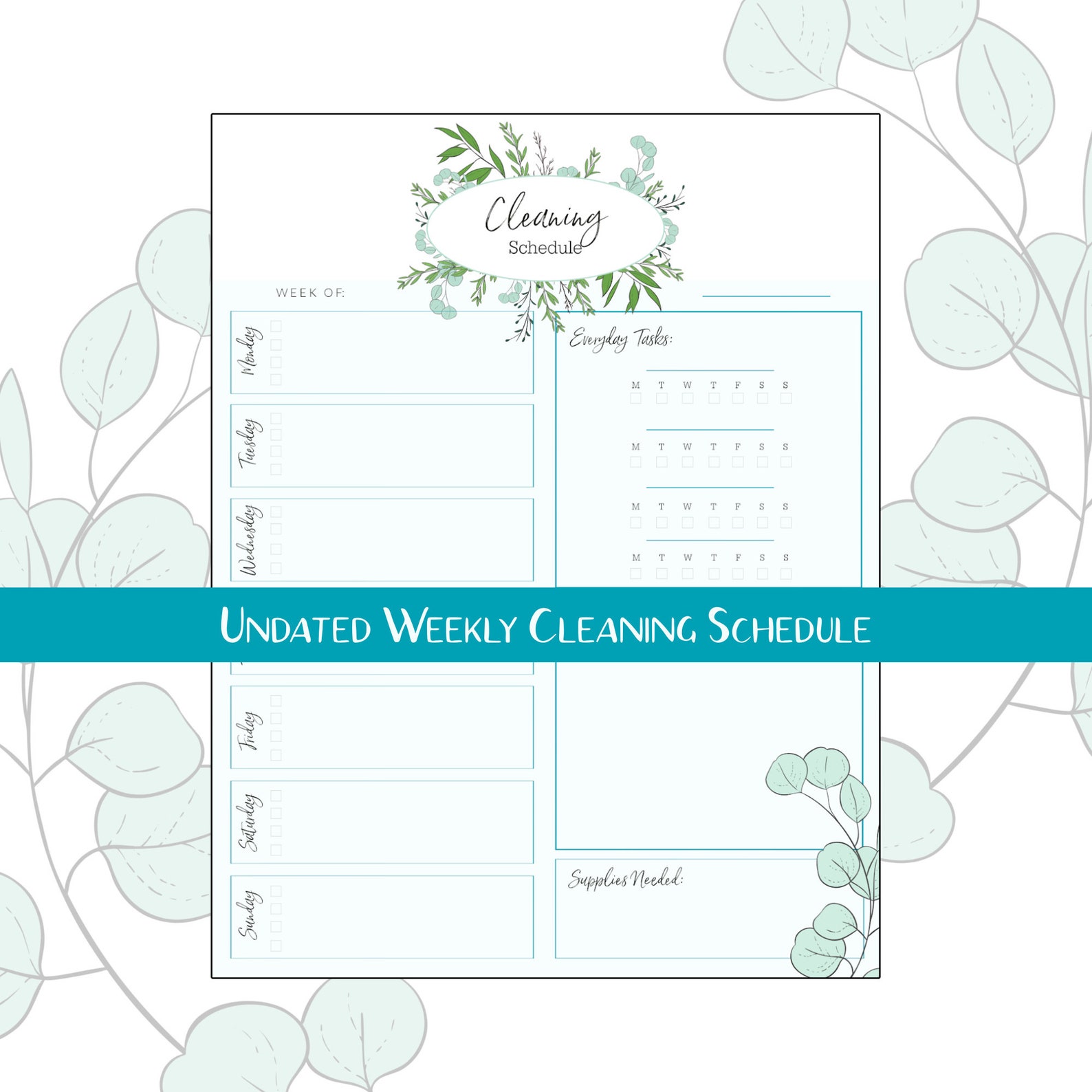 Weekly Cleaning Schedule Undated Planner Plan Tracker Busy Mom - Etsy