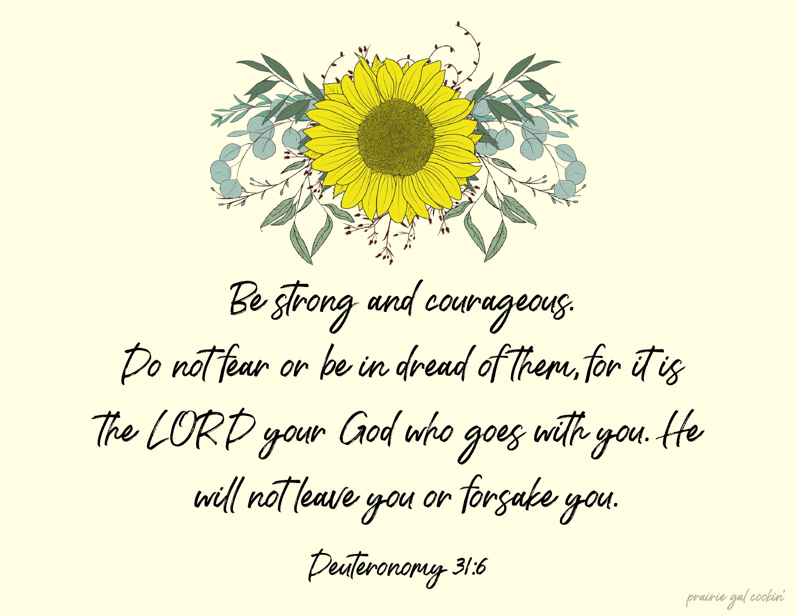Deut. 31:6 Be Strong and Courageous Printable Bible Verse - Etsy Norway