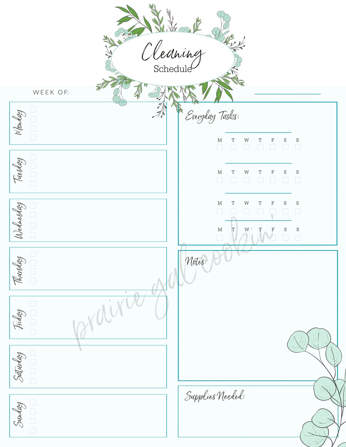 Weekly Cleaning Schedule Undated Planner Plan Tracker Busy Mom - Etsy