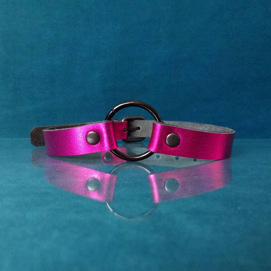 Choke Metallic Purple Leather Choker / Collar - Etsy