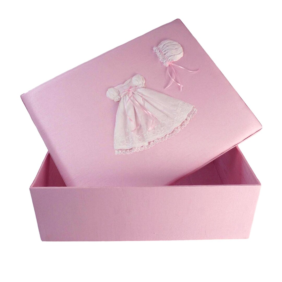 Large Baby Keepsake Box in Swiss Batiste Dress on Shantung // Girl's ...