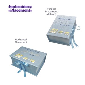 Medium Baby Keepsake Box With Choo Choo Train on Moiré // Trains Baby ...