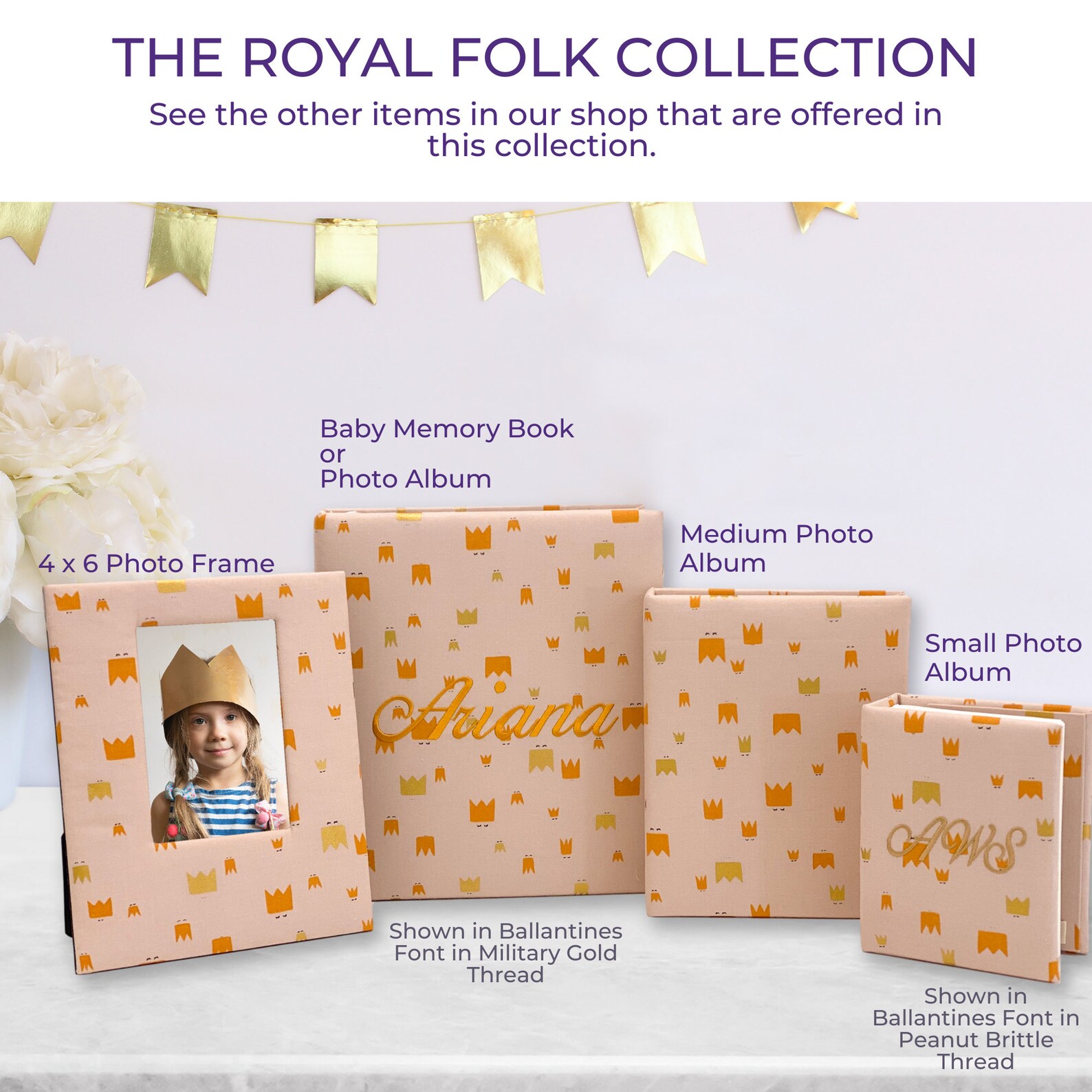 Personalized Large Baby Photo Album Royal Folk Crown - Etsy