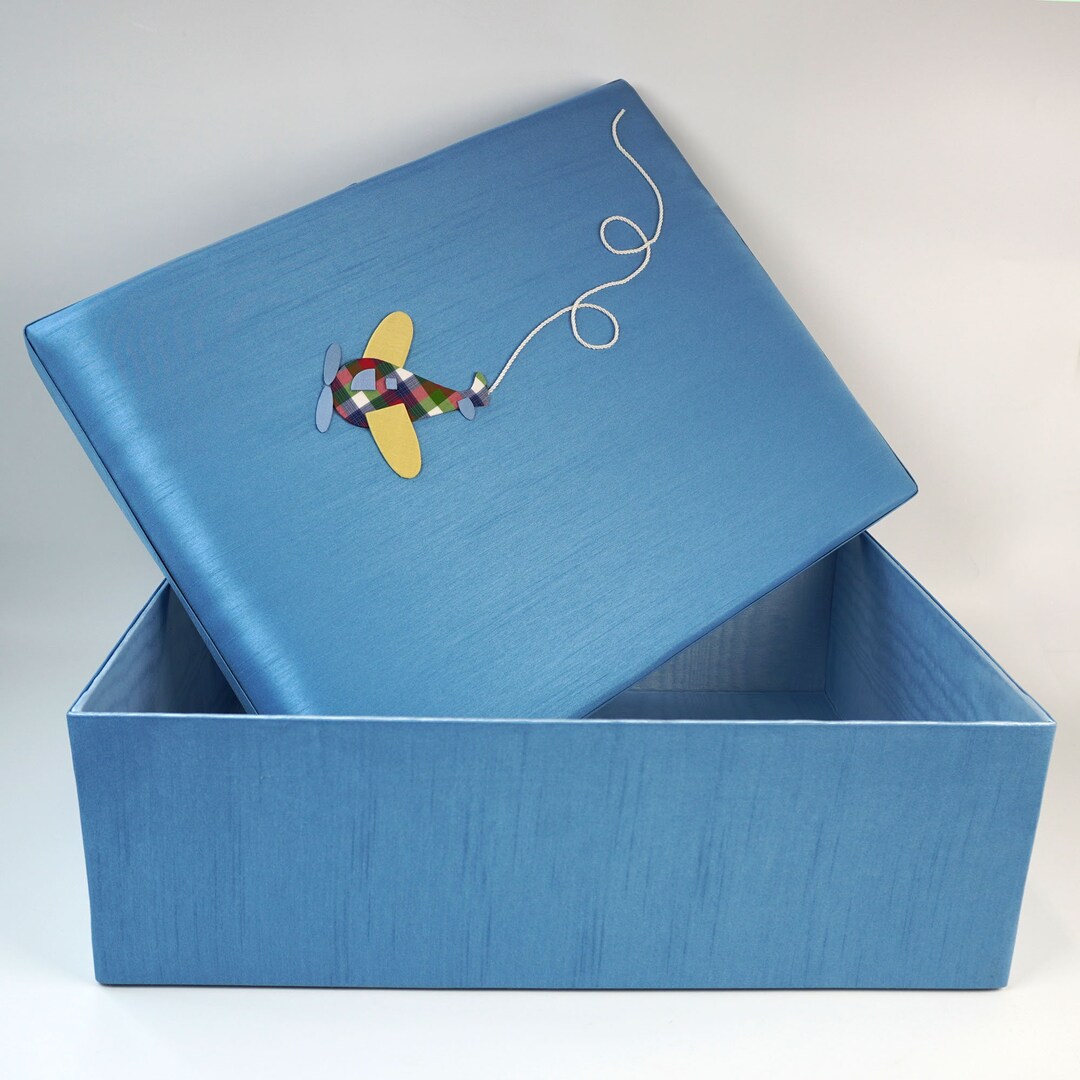 Large Baby Keepsake Box in Shantung With Airplane // Little Pilot's ...