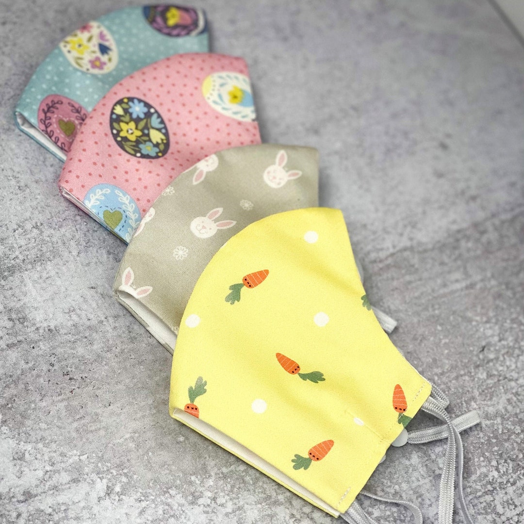 Easter Face Mask Bunnies, Carrots, Easter Eggs. Sized for Kids & Adults ...