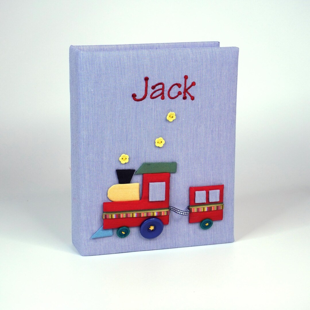 Medium Hardbound Photo Album With Multicolored Train on Micro Stripe ...