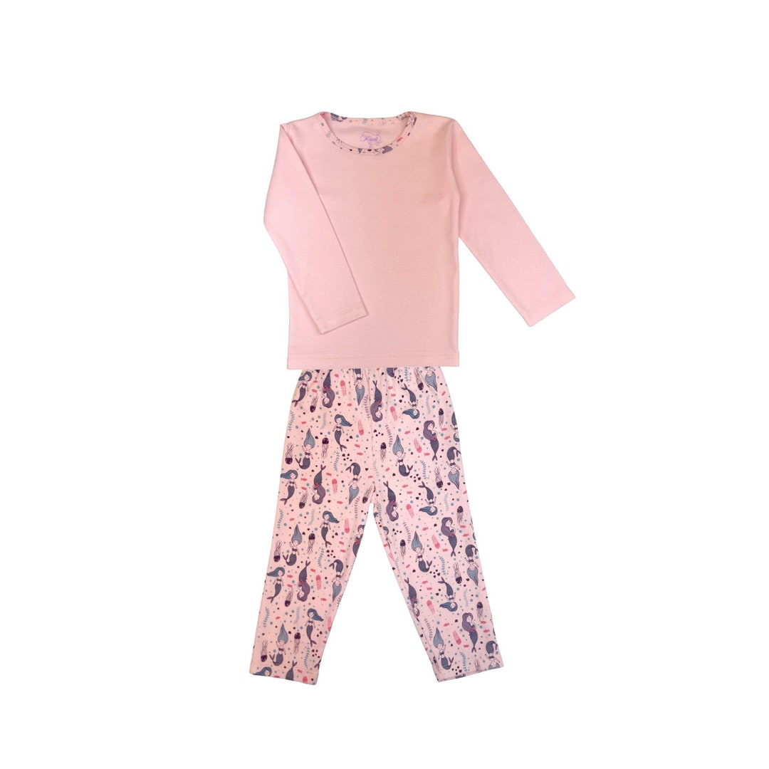 Mermaid Pima Cotton Kids Set | Long Sleeve Girl Outfit | Custom Name ...