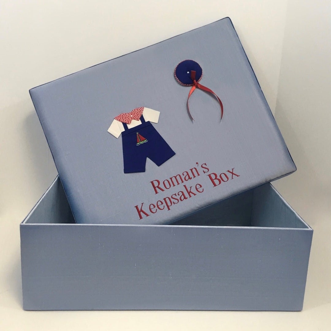 Large Baby Keepsake Box in Silk With Baby Boy Jumper // Big Baby ...