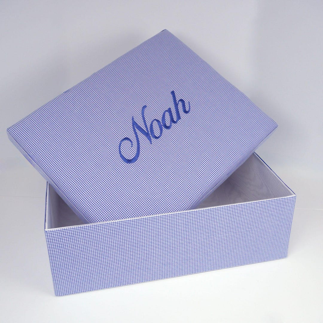Large Baby Keepsake Box With Seersucker Check Cotton // Baby's Storage ...