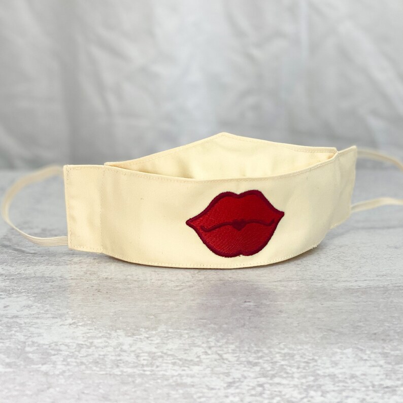Embroidered Lips Face Mask - Etsy