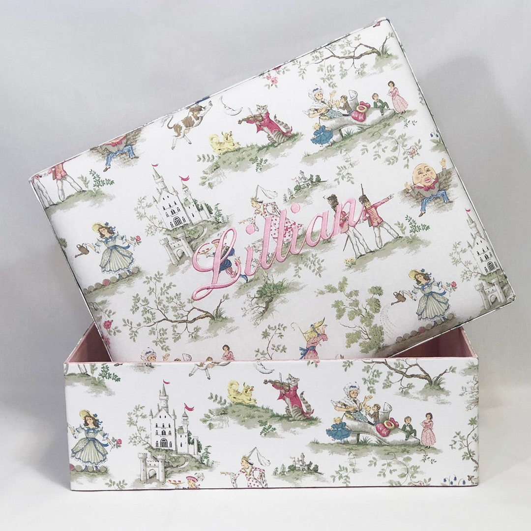 Large Baby Keepsake Box in the Nursery Rhyme Over the Moon Toile ...