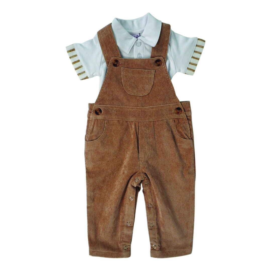 Corduroy Overalls With Polo - Camel - Etsy