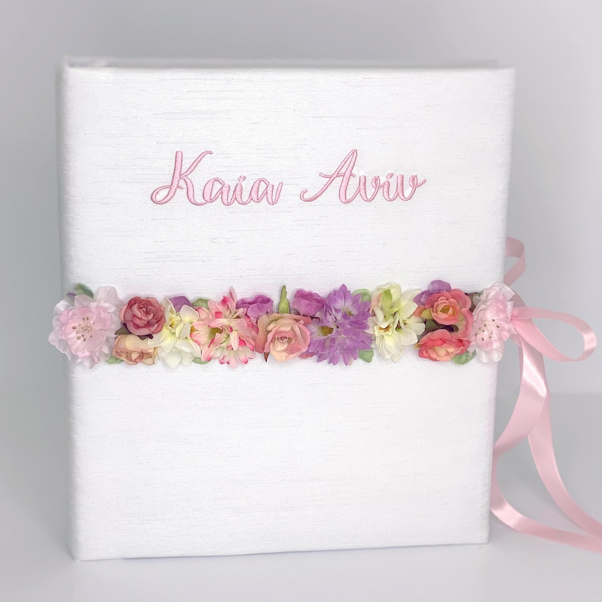 Baby Memory Book in Silk With Flower Garland - Etsy