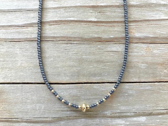 Simple Gold Bead Necklace Everyday Necklace Minimalist - Etsy