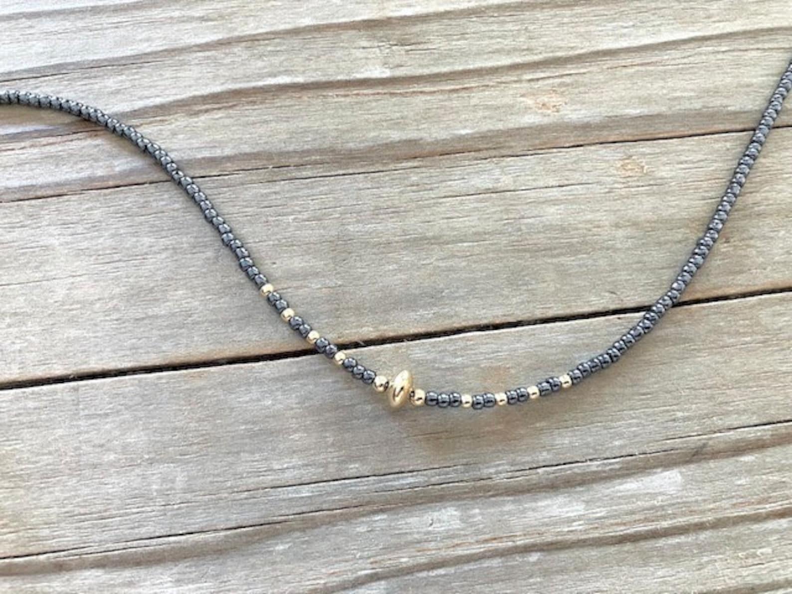 Simple Gold Bead Necklace Everyday Necklace Minimalist - Etsy
