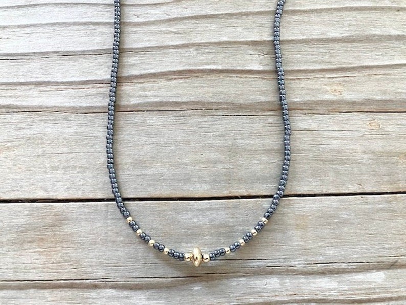 Simple Gold Bead Necklace Everyday Necklace Minimalist - Etsy