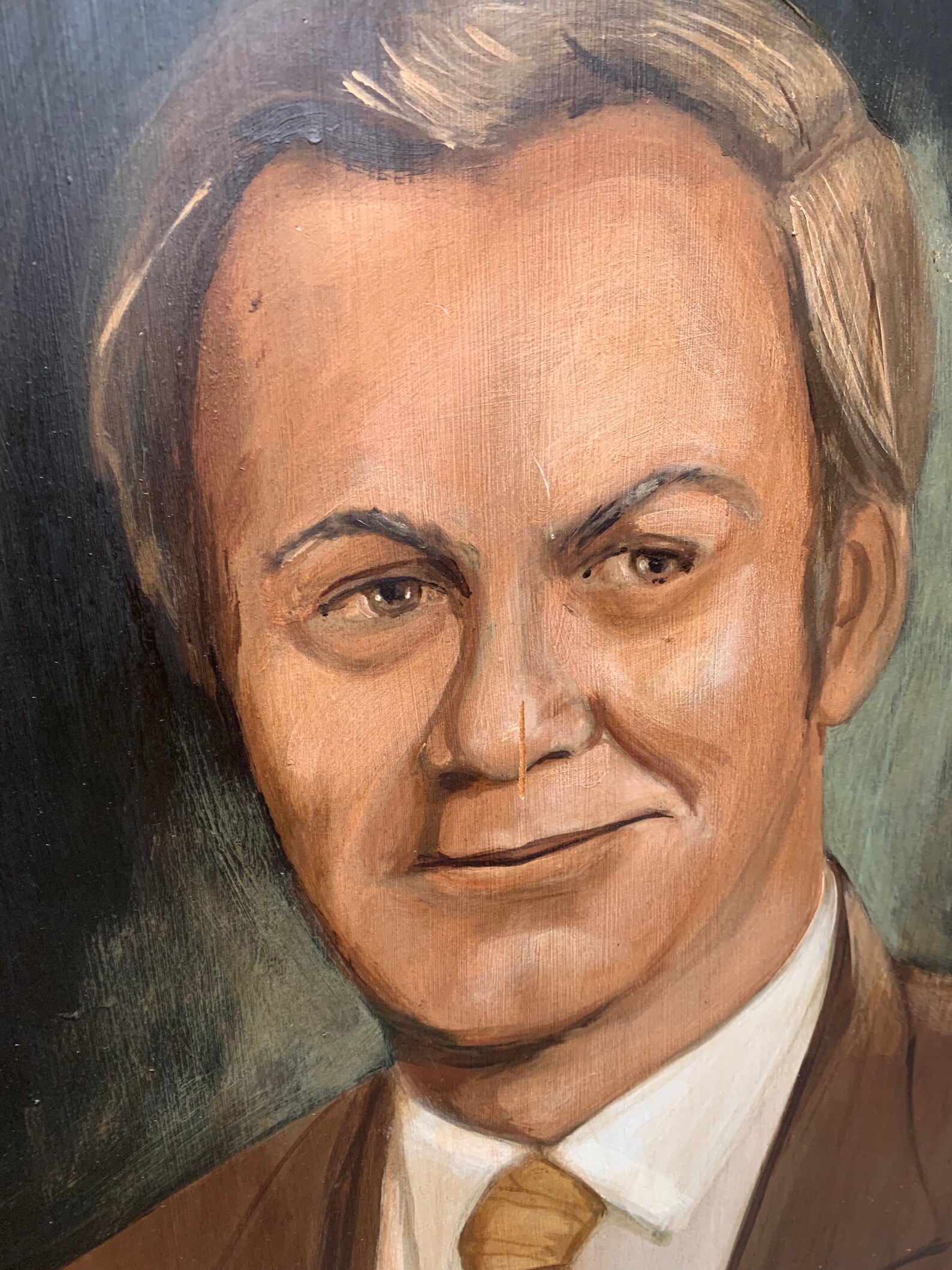 Arthur G Hansen Oil on Board Portrait Painting Purdue President Phi ...
