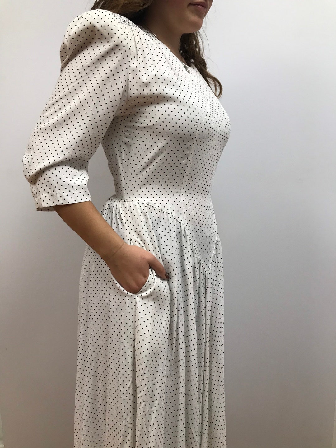 Vintage Black and White Polka Dot Dress Quality Made in USA - Etsy